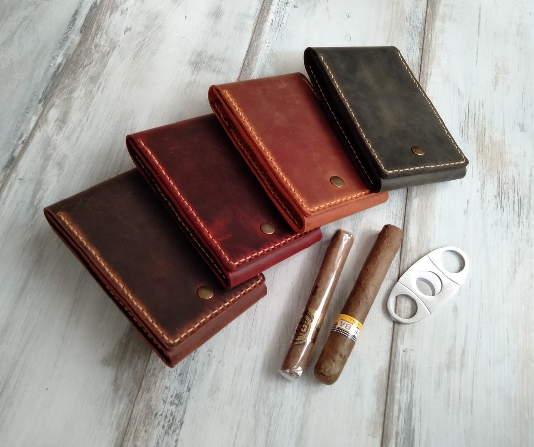 Rustic Leather Cigar Case Leather Cigar Box Leather Cigar Pouch ...