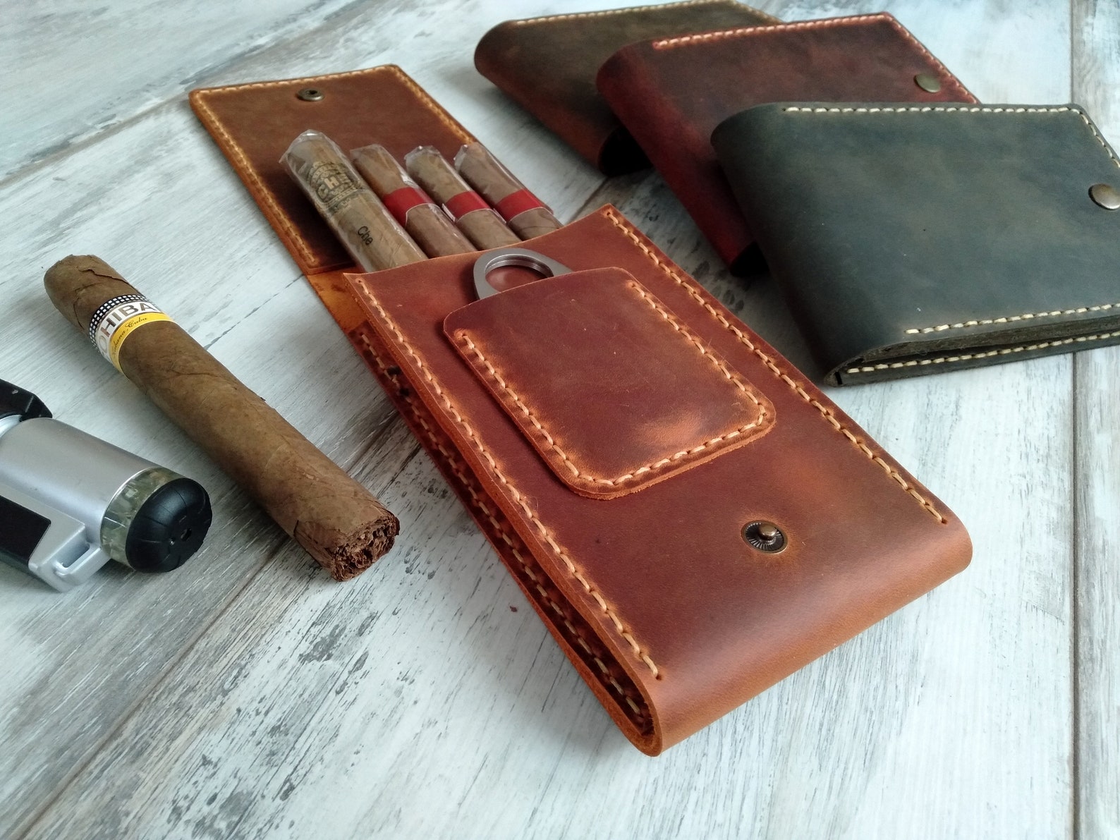 Rustic Leather Cigar Case Leather Cigar Box Leather Cigar - Etsy