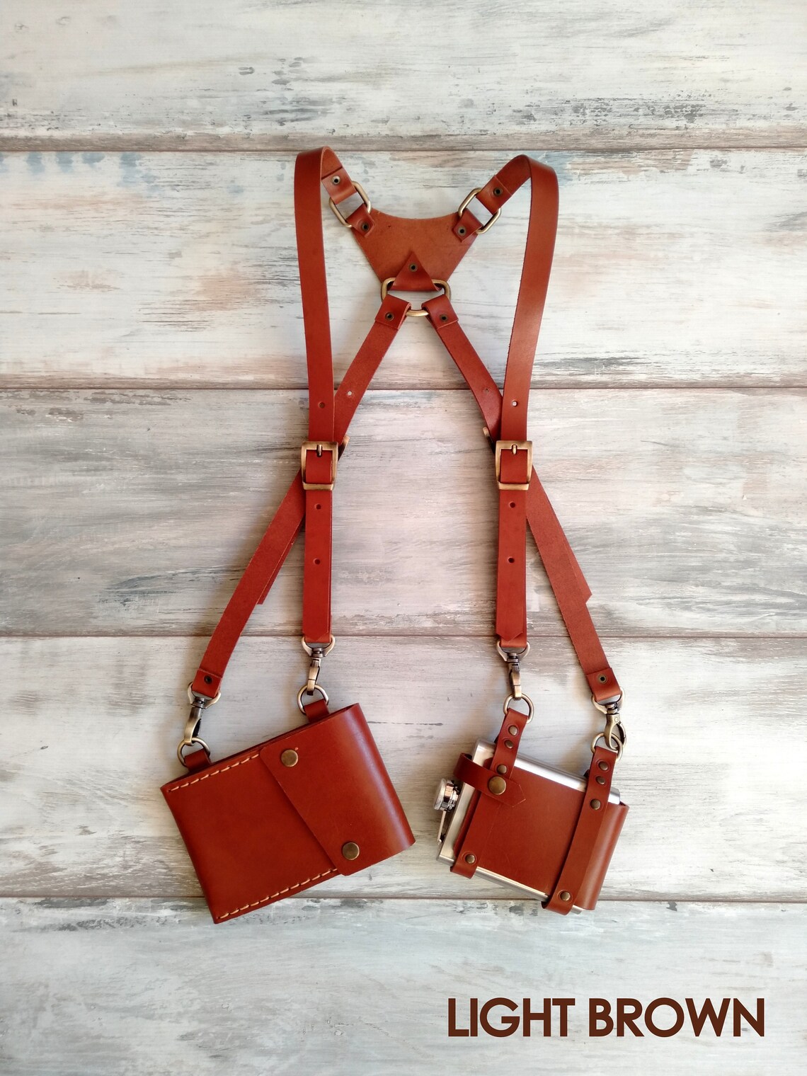 Leather Flask Holster Leather Holster Bag 7 Oz Hip Flask Holder Leather ...