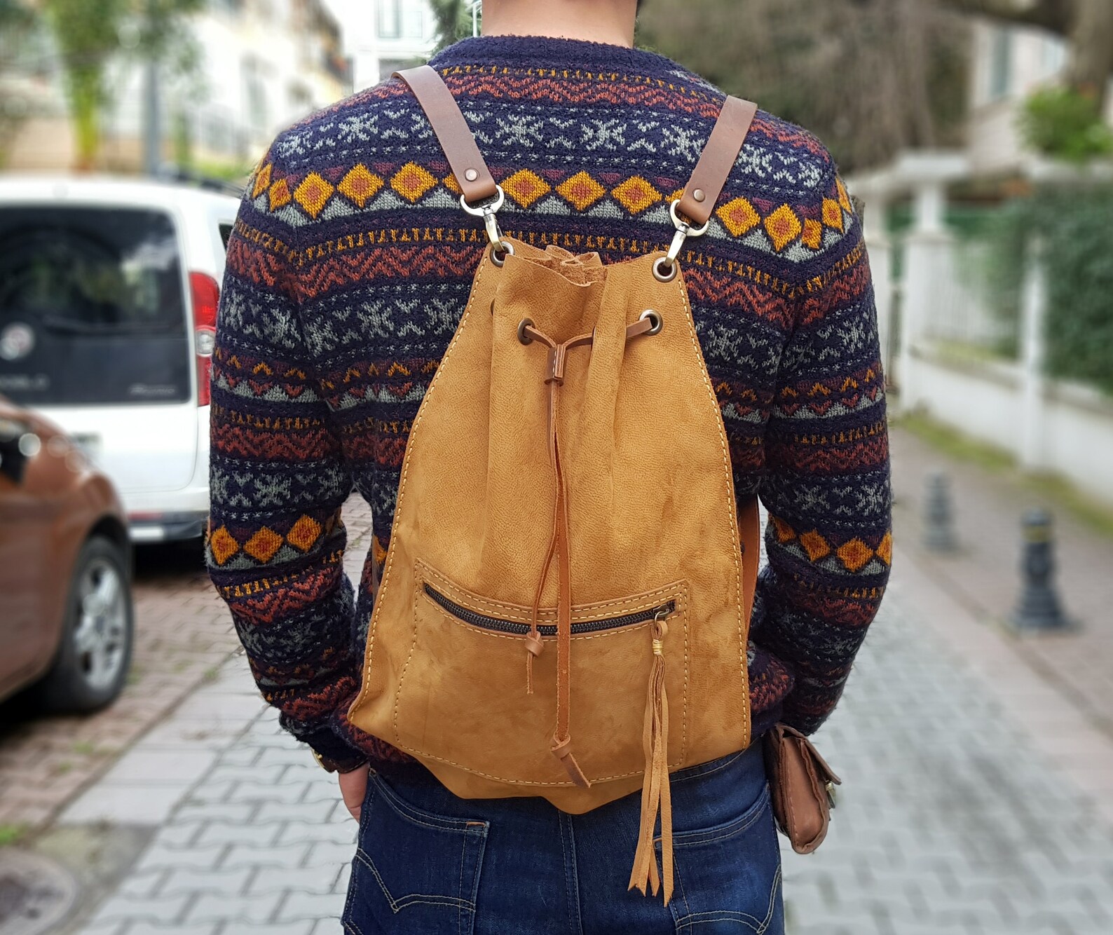 Nubuck Leather Backpack Leather Bag Handmade Backpack Coach | Etsy