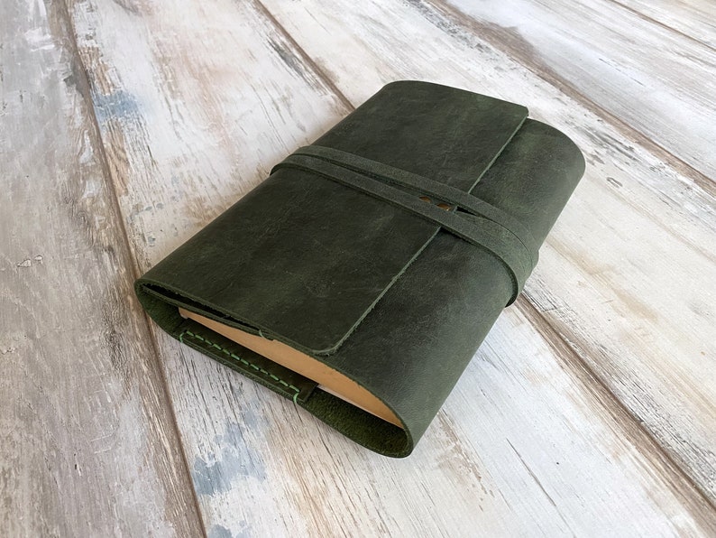 Green Leather Book Cover Leather Journal Case Journal Cover - Etsy