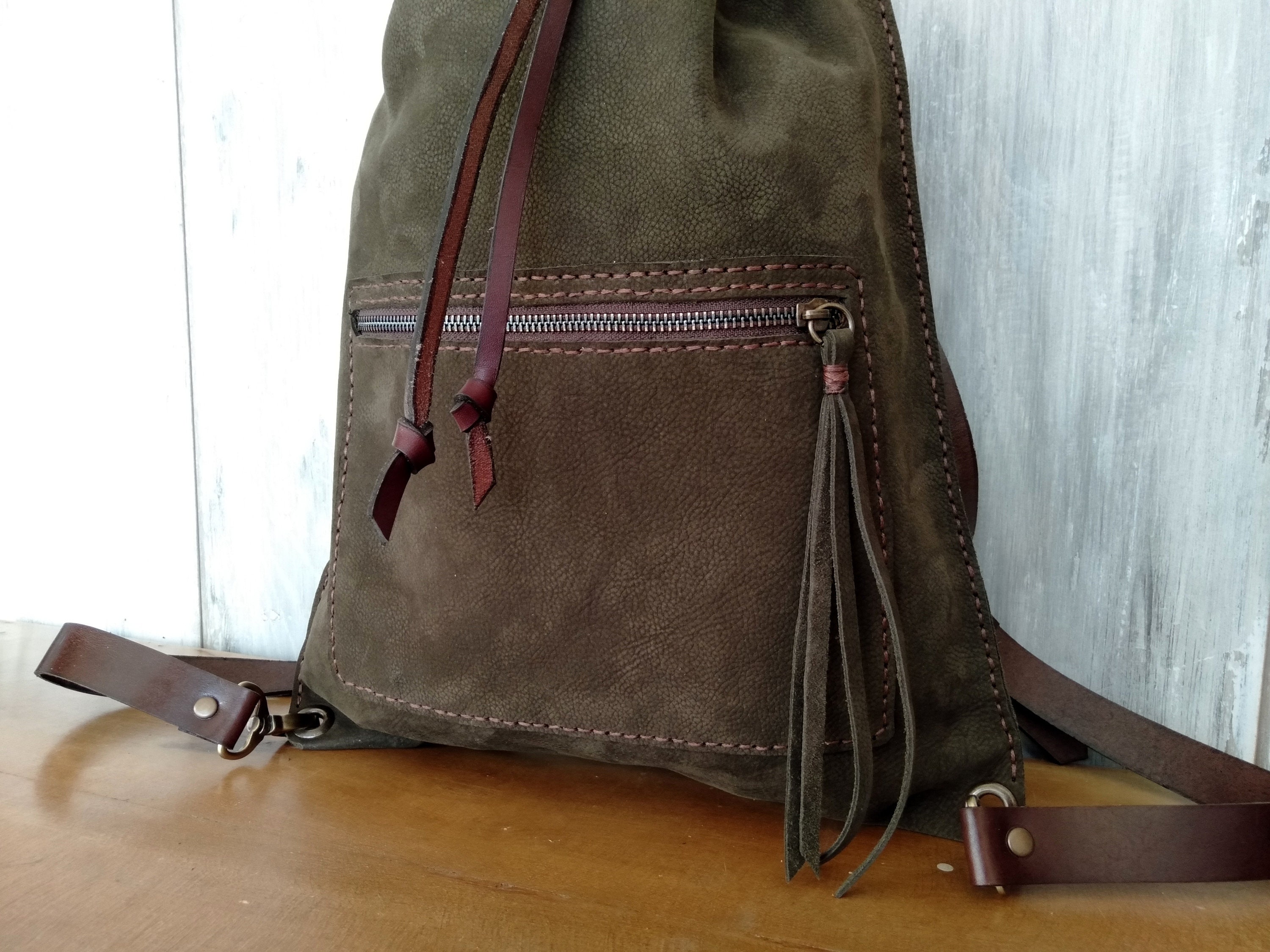 Nubuck Leather Backpack Leather Bag Handmade backpack Coach | Etsy