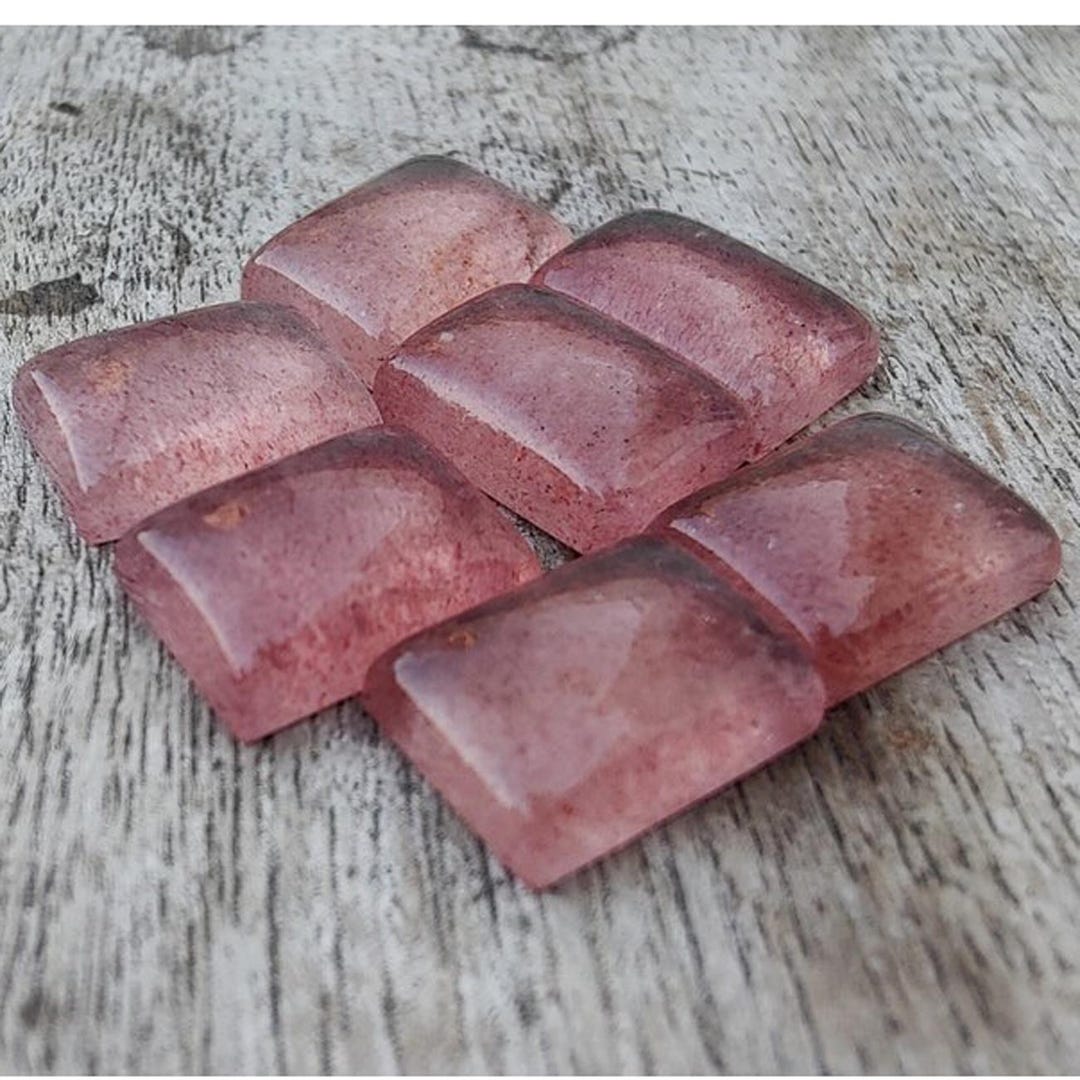 Natural Pink Strawberry Quartz Rectangle Cabochon 6x8mm 20x25mm Loose ...