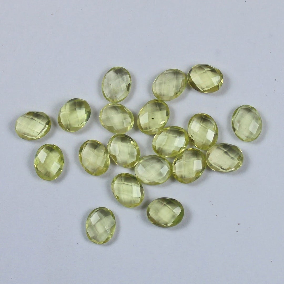 Natural Lemon Quartz Oval Checker Cut 8x10mm to 20x25mm Wholesale Loose ...