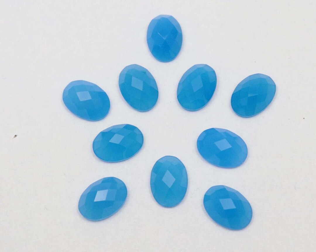 Natural Blue Chalcedony Oval Checker Cut 8x10mm to 20x25mm Loose ...