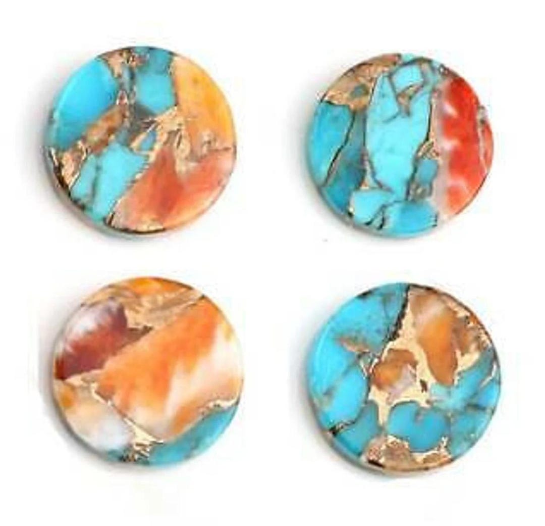 Oyster Copper Turquoise Round Both Side Flatback Calibrated Loose for ...