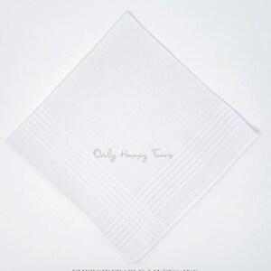 Only Happy Tears Handkerchief- 100% Cotton Embroidered in Your Choice ...