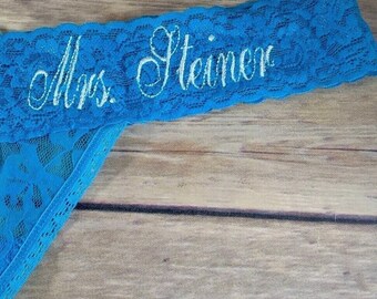 Personalized Lace Thong, You Choose Your Color Thong, Font, Thread ...