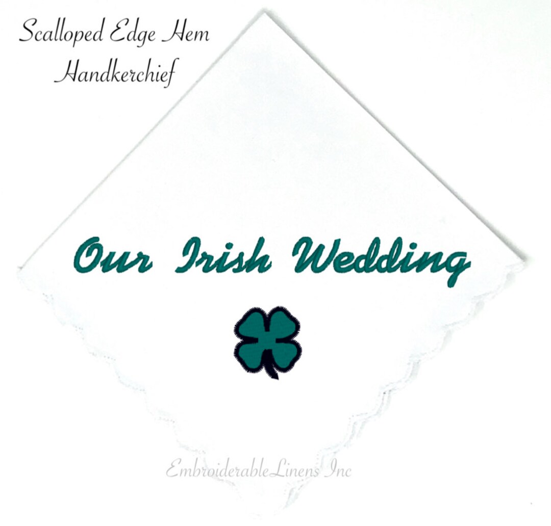 Irish Wedding Handkerchief Scalloped Edge in Your Choice of Clover! - Etsy