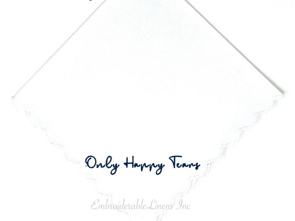 Best Seller Only Happy Tears Handkerchief- Dainty White Scalloped Edge ...