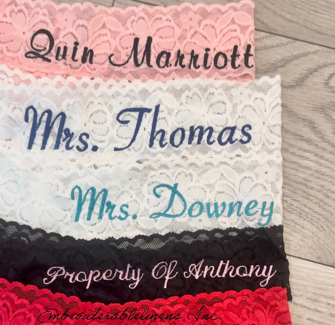 Wedding Lace Thong You Choose Your Color Thong, Font, Thread Color ...