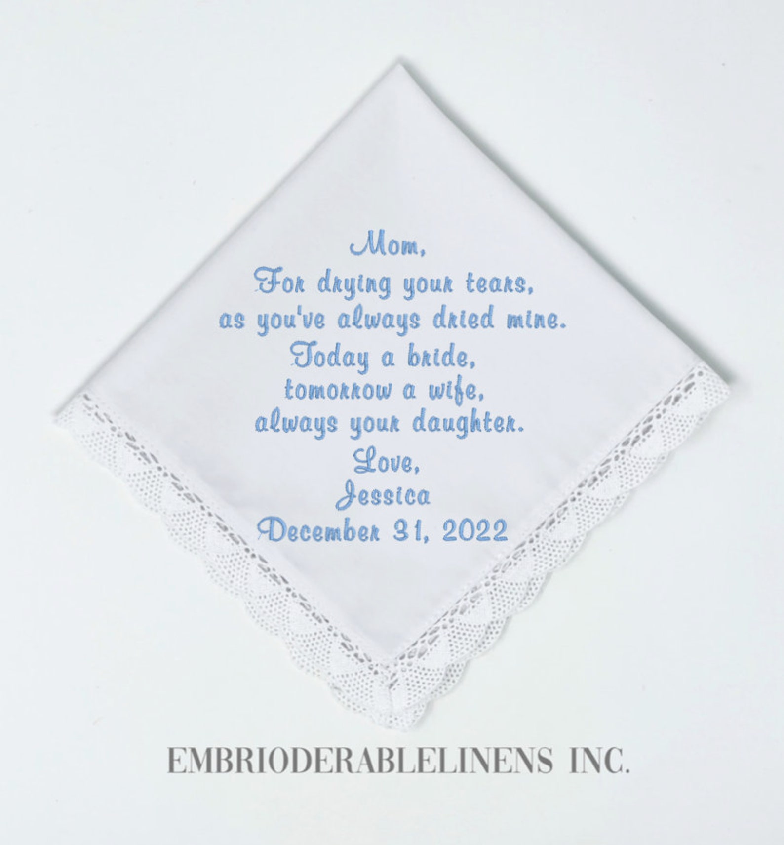 Mother of the Bride Poem Lace Handkerchief Embroidered Gift - Etsy