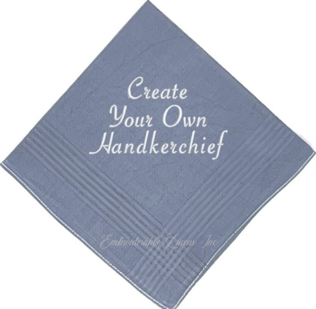 Grey Personalized Handkerchief- in Your Words Choice of Font Thread ...