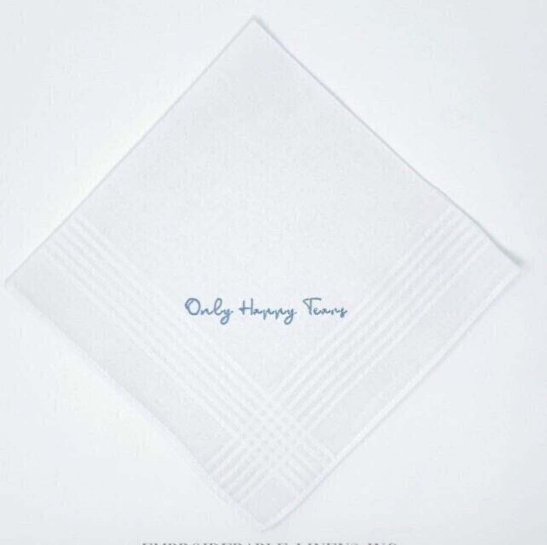Soft Cotton Only Happy Tears Handkerchief 100% Cotton Embroidered in ...