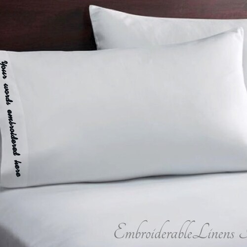 Custom Embroidered Pillowcase Embroidered on Edge - Etsy