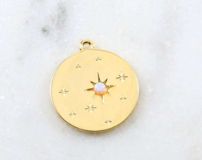 Starry Night Charm 16mm Gold Plated Gold CZ Drop Charm | Etsy