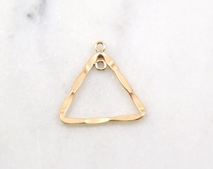 Gold Filled Hammered Triangle With Loop Charm, Gold Triangle Pendant ...