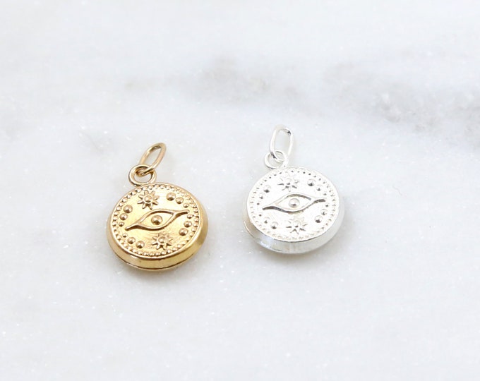 Lightweight Evil Eye Star Charm Medallion Gold Filled, Sterling Silver ...