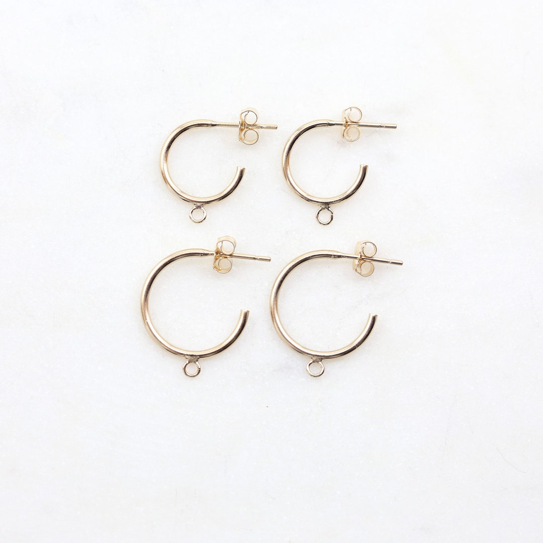 14K Gold Filled or Sterling Silver Post Hoop Earrings With Jump Ring ...