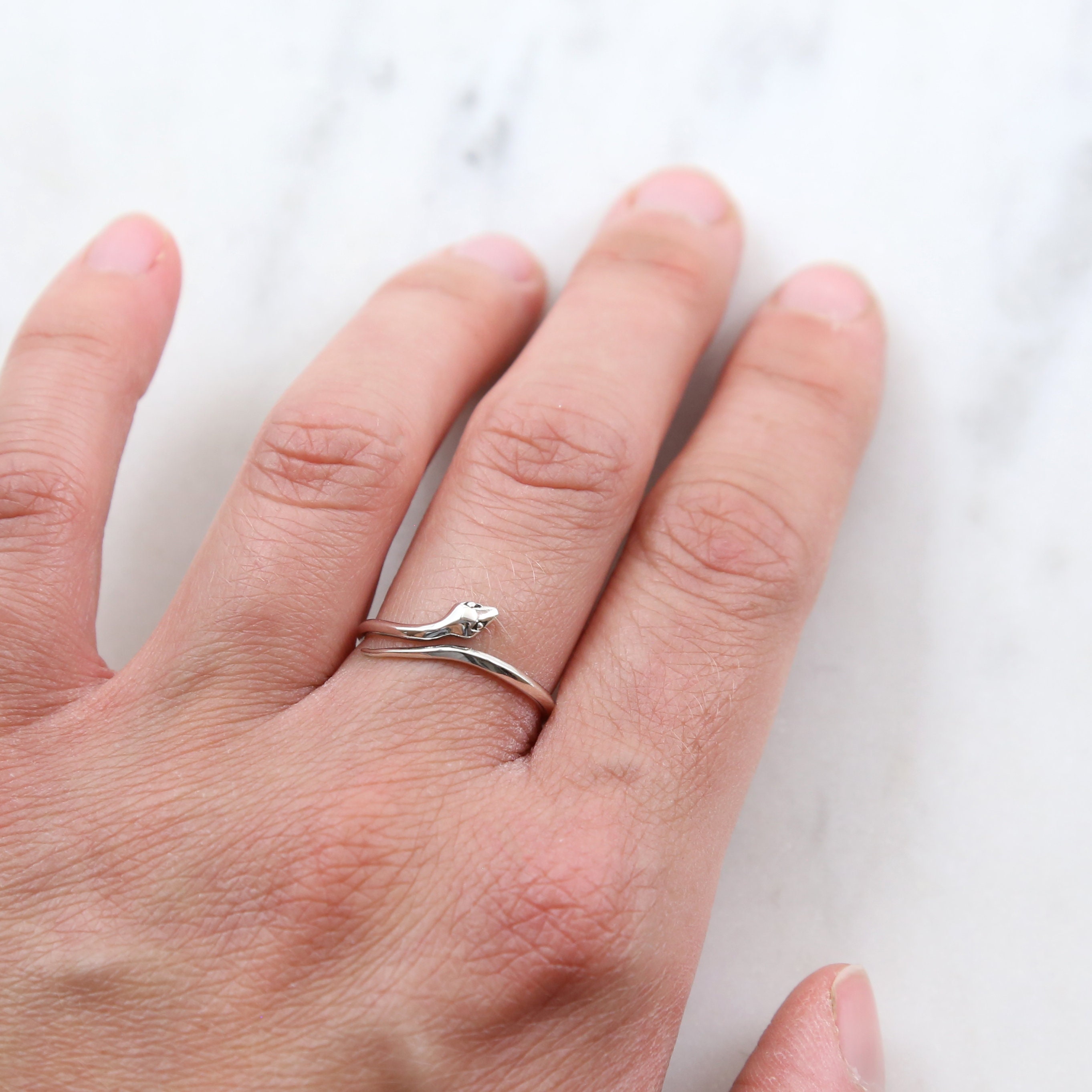 Sterling Silver Snake Serpent Adjustable Ring Minimalist - Etsy