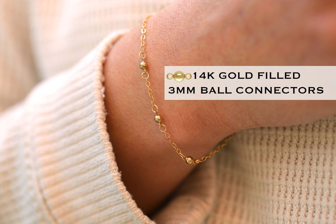 5 Pcs Tiny Round 3mm Ball 14K Gold Filled 2 Loop Link Connector Ball ...