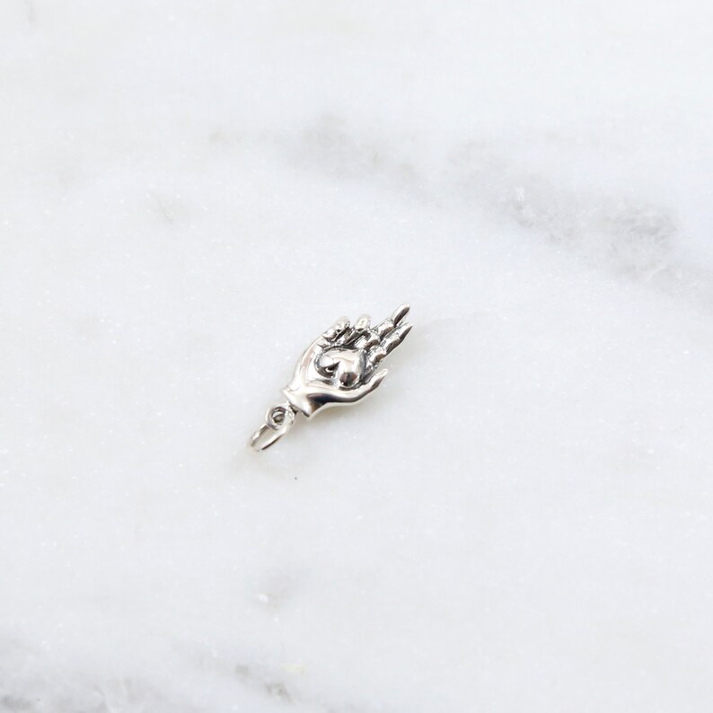 Sterling Silver Hand Holding Heart Charm, Friendship Gift - Etsy