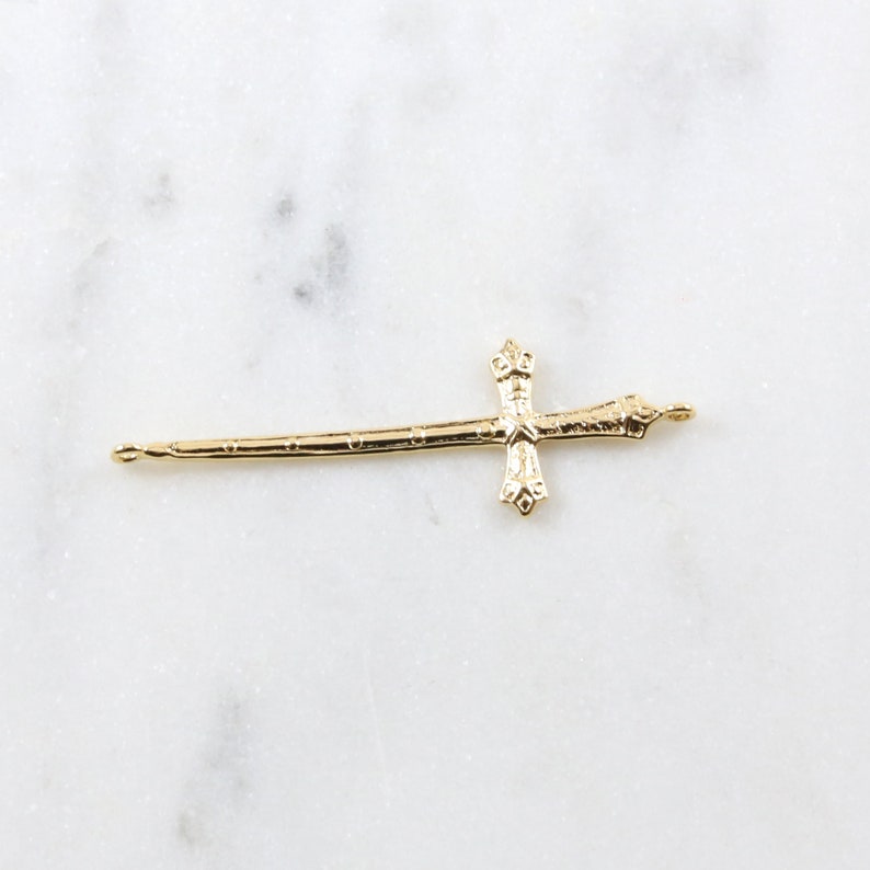 Gold Filigree Cross Sword Charm 20mm Rhodium Plated Gold - Etsy