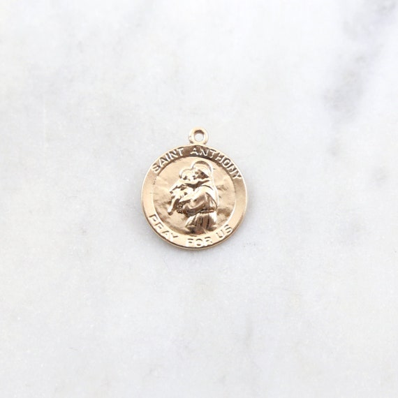 14K Gold Filled Saint Anthony Charm Pray for Us Catholic Coin | Etsy
