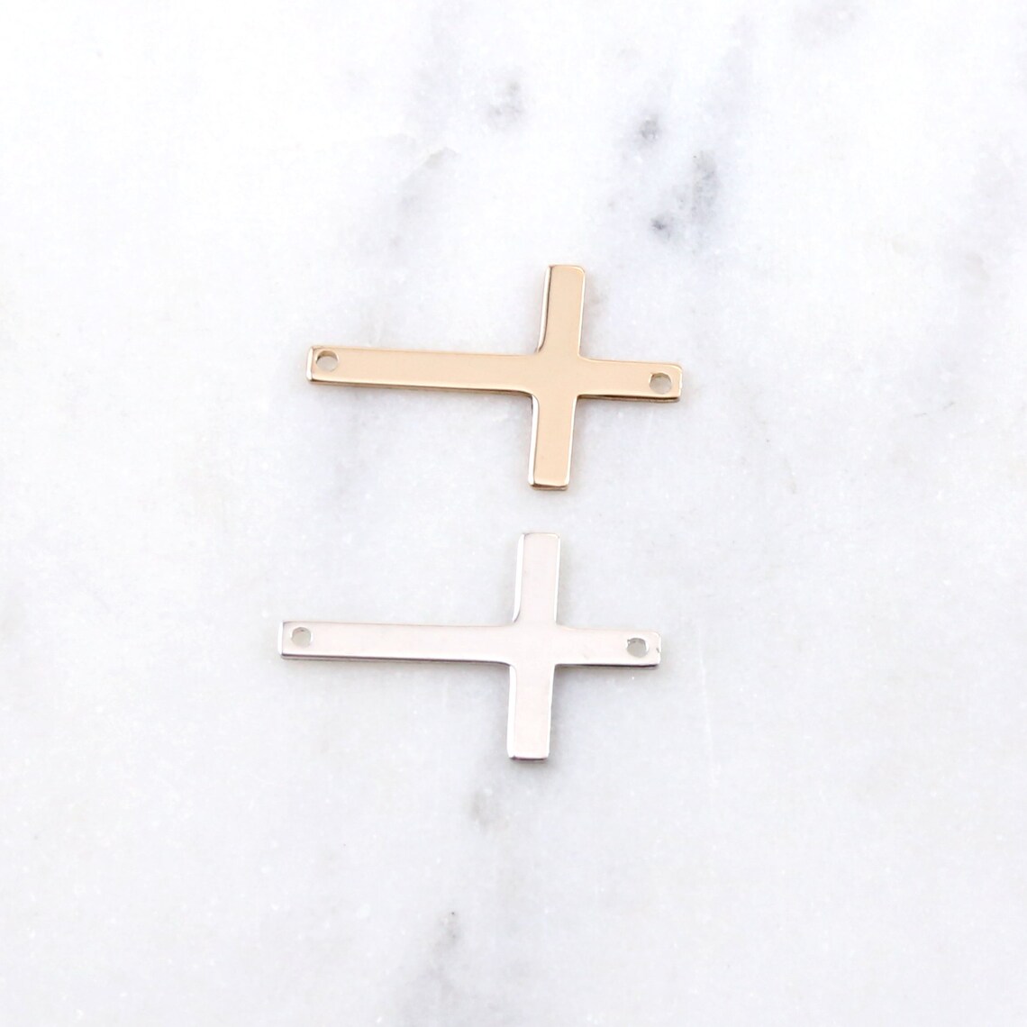 Modern Minimal 2 Hole Sideways Horizontal Cross Connector Link Charm ...