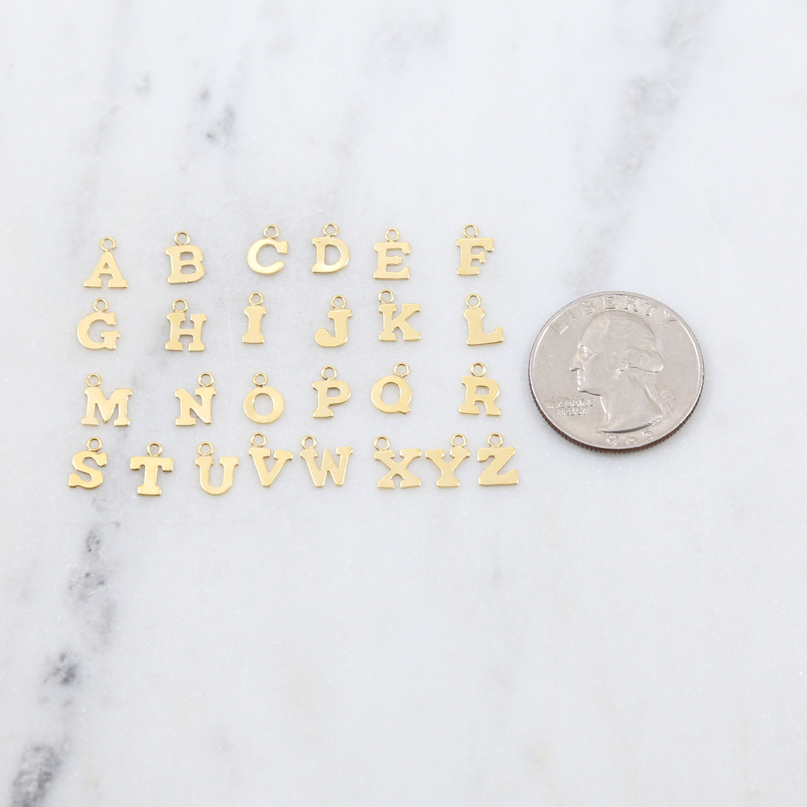 Gold Filled Initial Block Letter Charm Drop Small Tiny Personalized ...