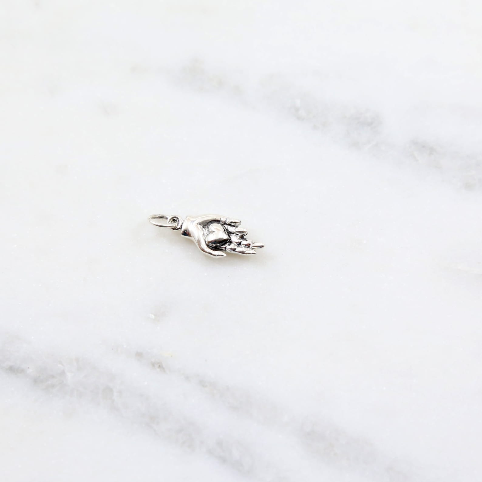 Sterling Silver Hand Holding Heart Charm Lover Charm Best | Etsy