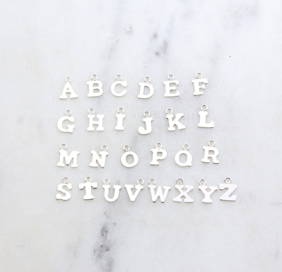 Sterling Silver Initial Block Letter Charm Drop Small Tiny Personalized ...