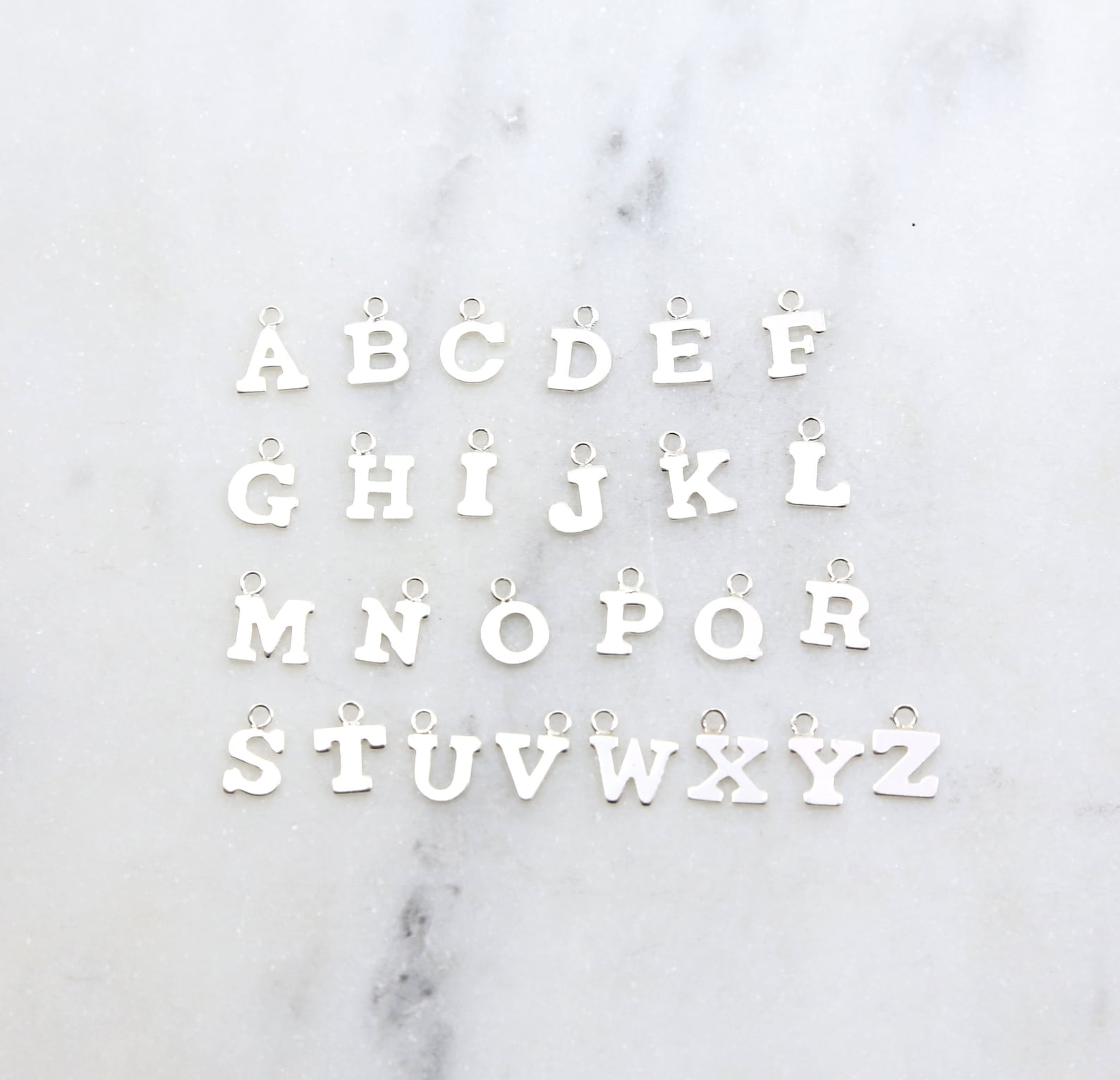 Sterling Silver Initial Block Letter Charm Drop Small Tiny Personalized ...