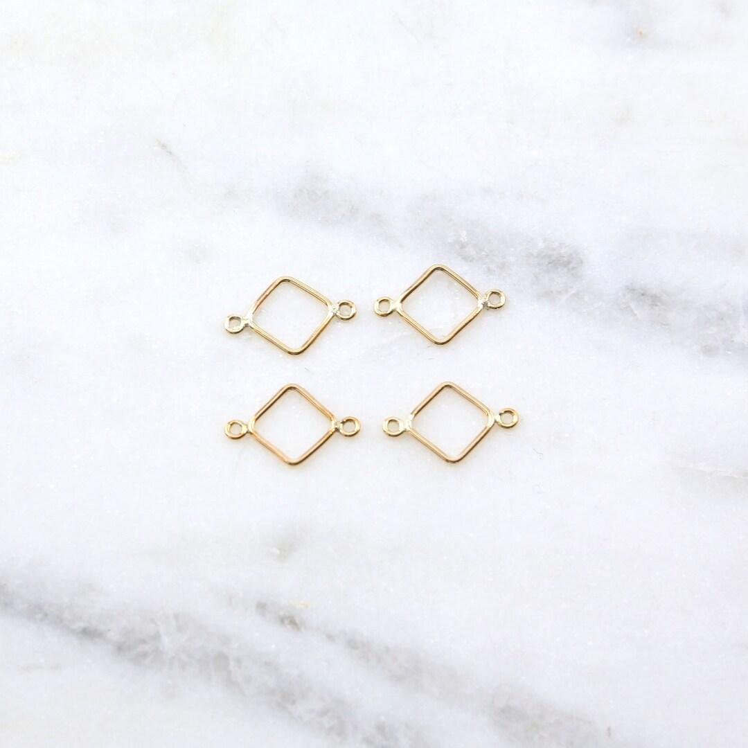 1 Pc Gold Filled Diamond Charm Connector With 2 Loops 16mm X 10mm Gold ...