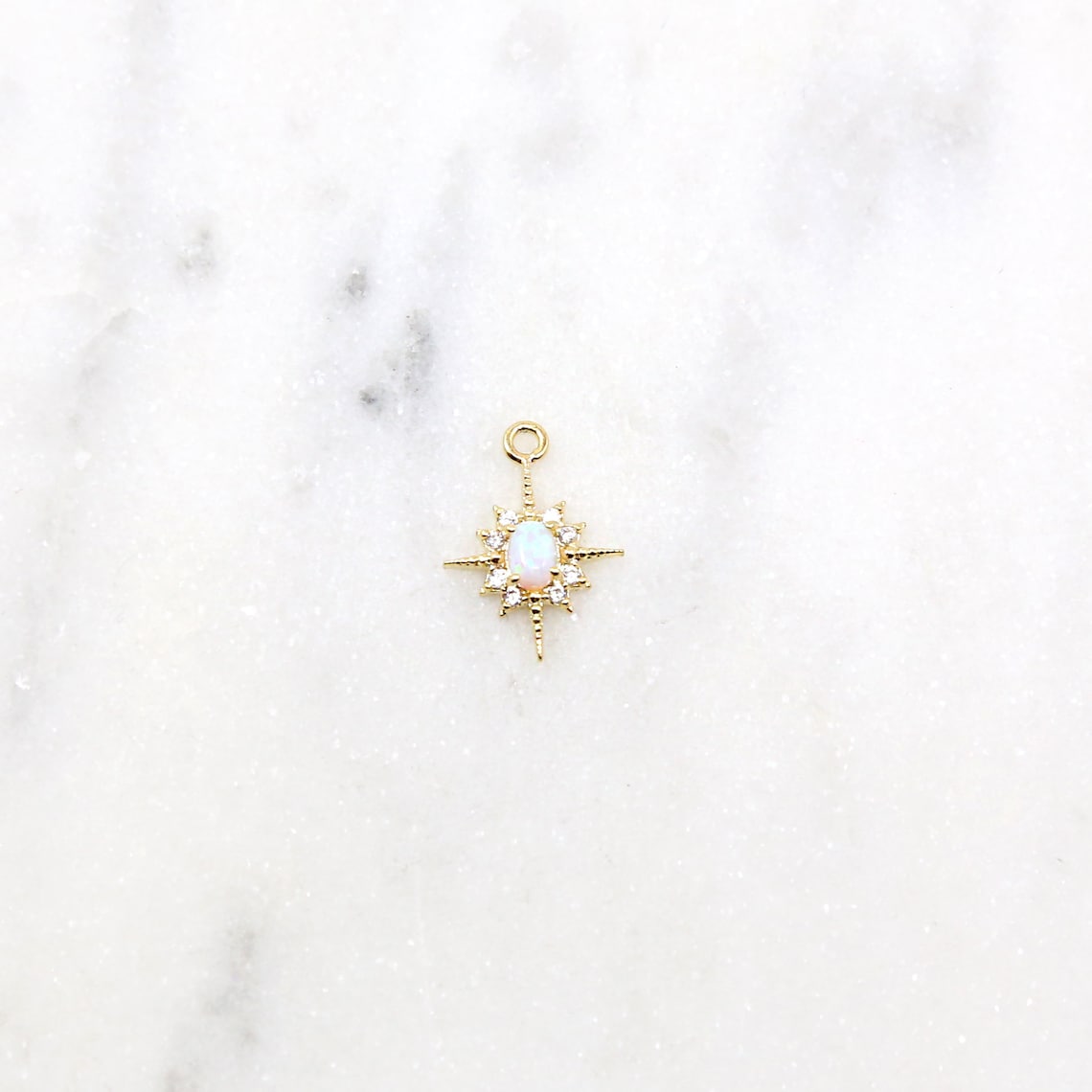 Dainty Oval Opal Celestial Star Charm Gold Charm 4 Point Star - Etsy
