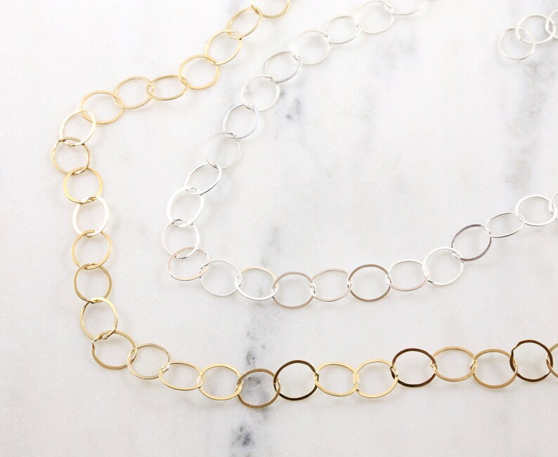 Large Flat Lightweight Round Circle Link Chain Specialty | Etsy