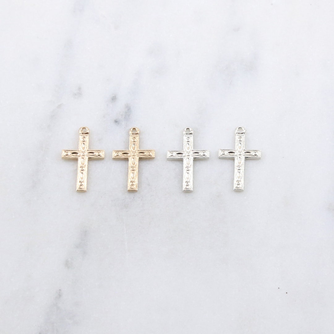 2pcs Detailed Delicate Designed Cross Gold Filled or Sterling Silver ...