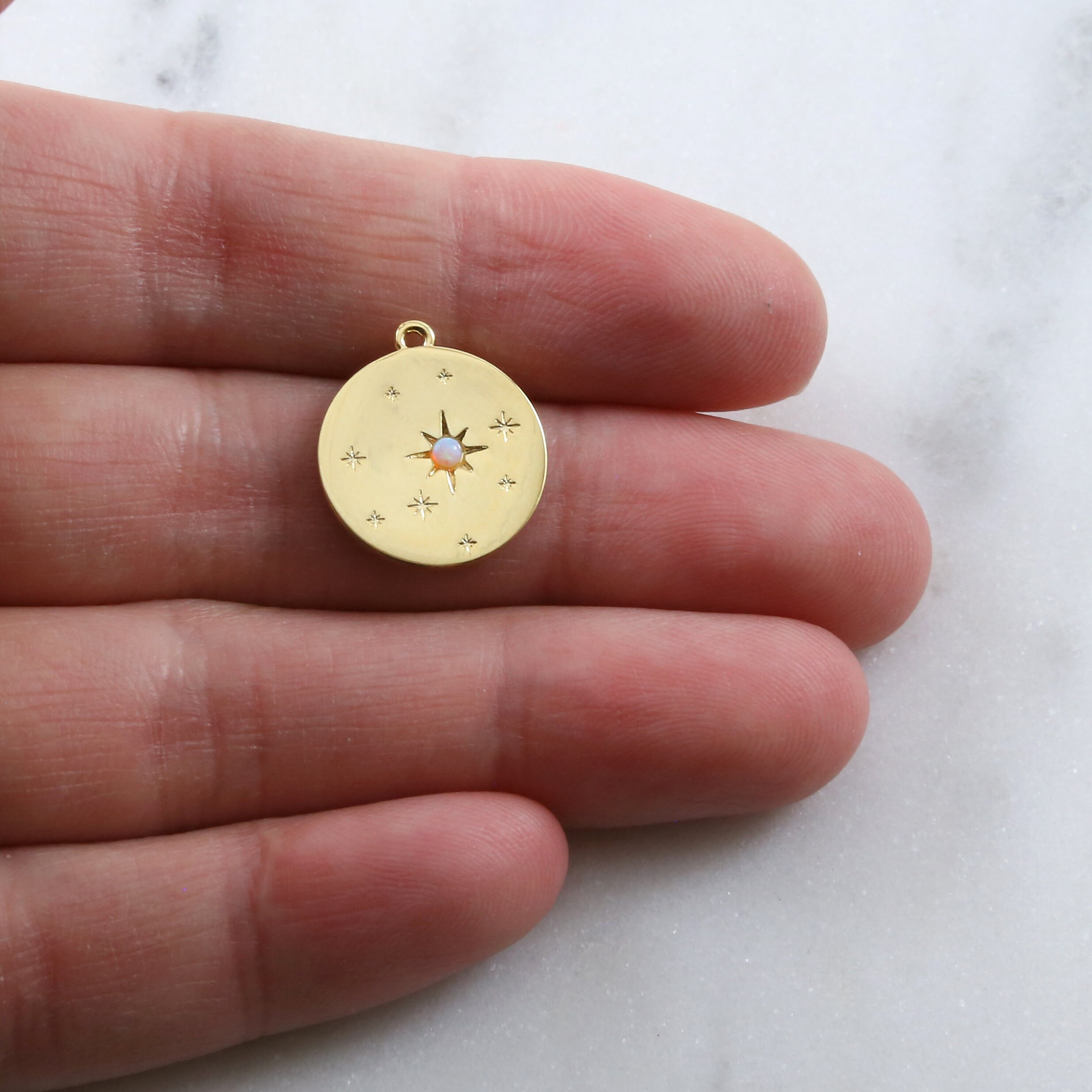 Starry Night Charm 16mm Gold Plated Gold CZ Drop Charm | Etsy