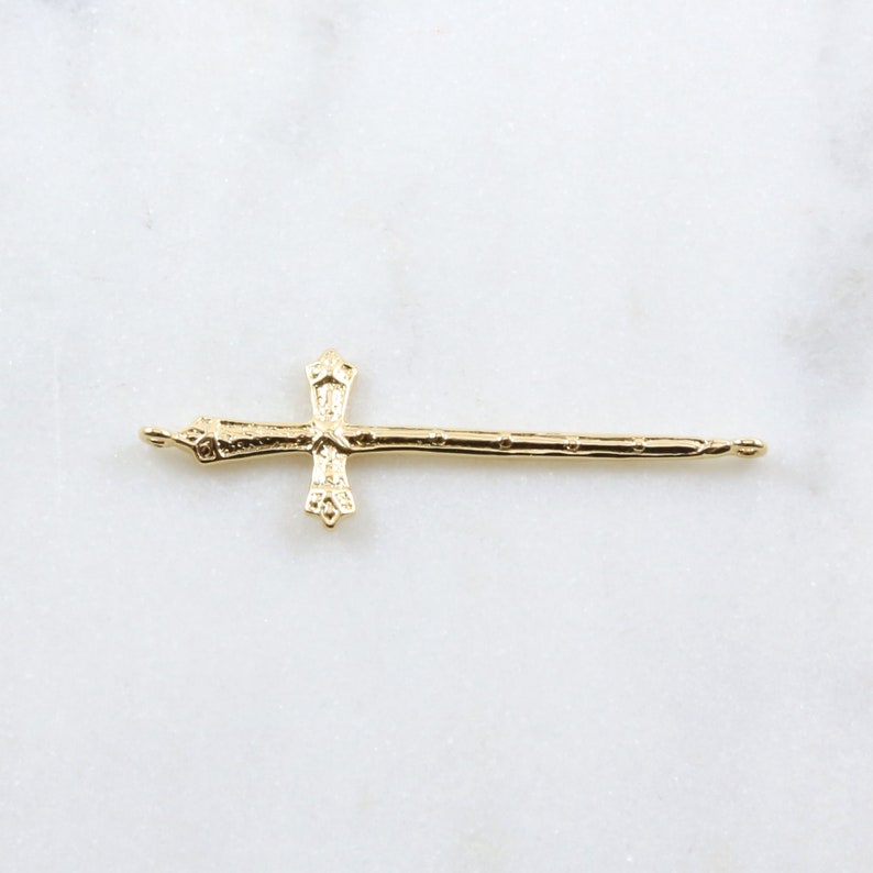 Gold Filigree Cross Sword Charm 20mm Rhodium Plated Gold - Etsy