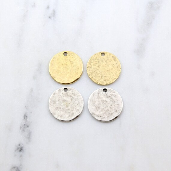 2 Pcs Organic Flat Hammered Pewter Disc Coin Charm Antique - Etsy.de