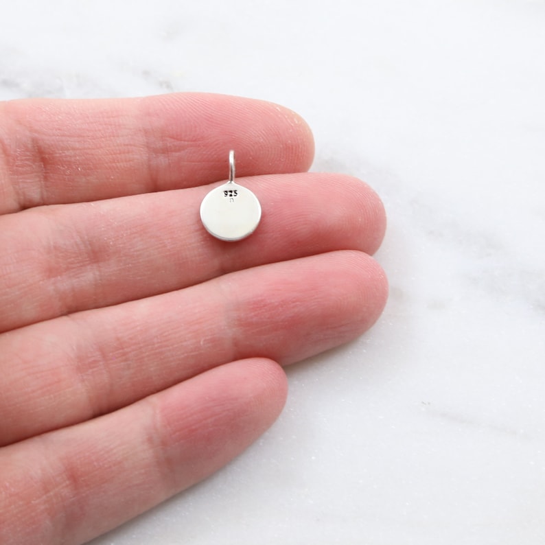Tiny Round Sterling Silver Stamped Medallion Coin Charm - Etsy