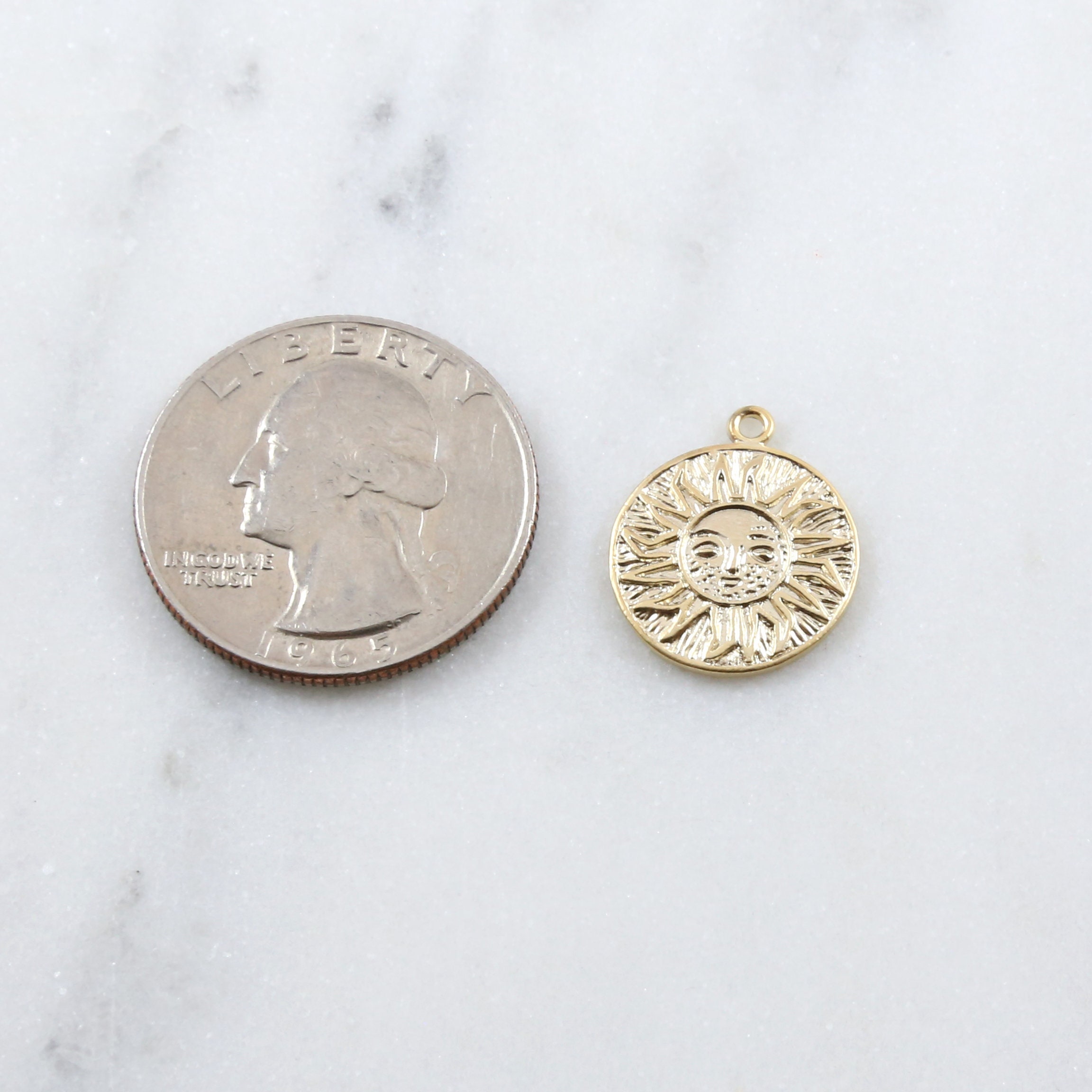 Sun Disc 15mm Celestial Jewelry Gold Plated Sun Charm - Etsy