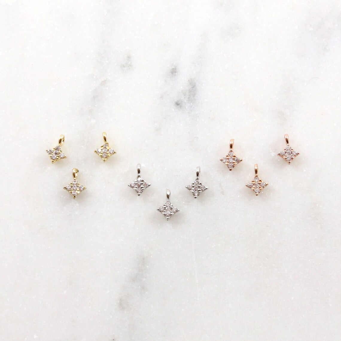 3pcs CZ 4 Pointed Star Charm 4mm Gold Silver Rose Gold - Etsy