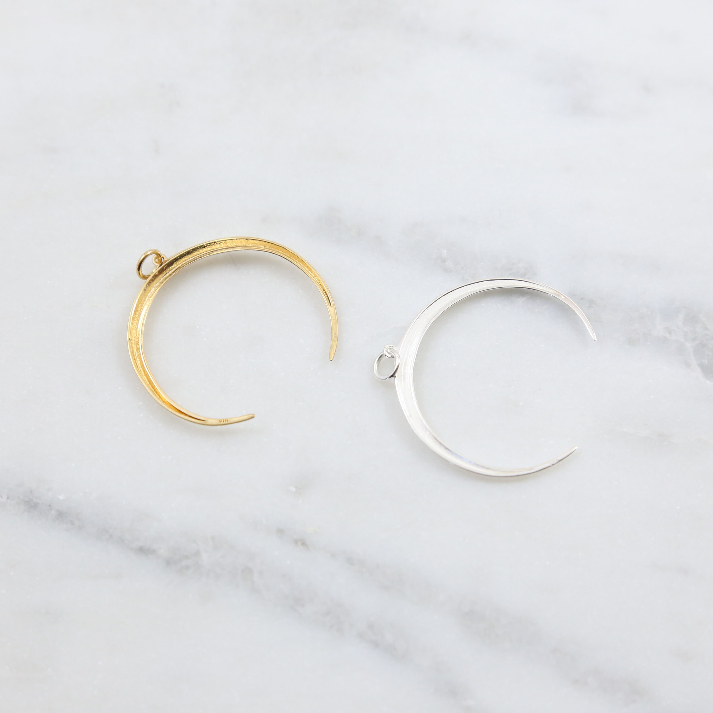 Extra Large Crescent Moon Horn Charm 14k Gold Plated or - Etsy
