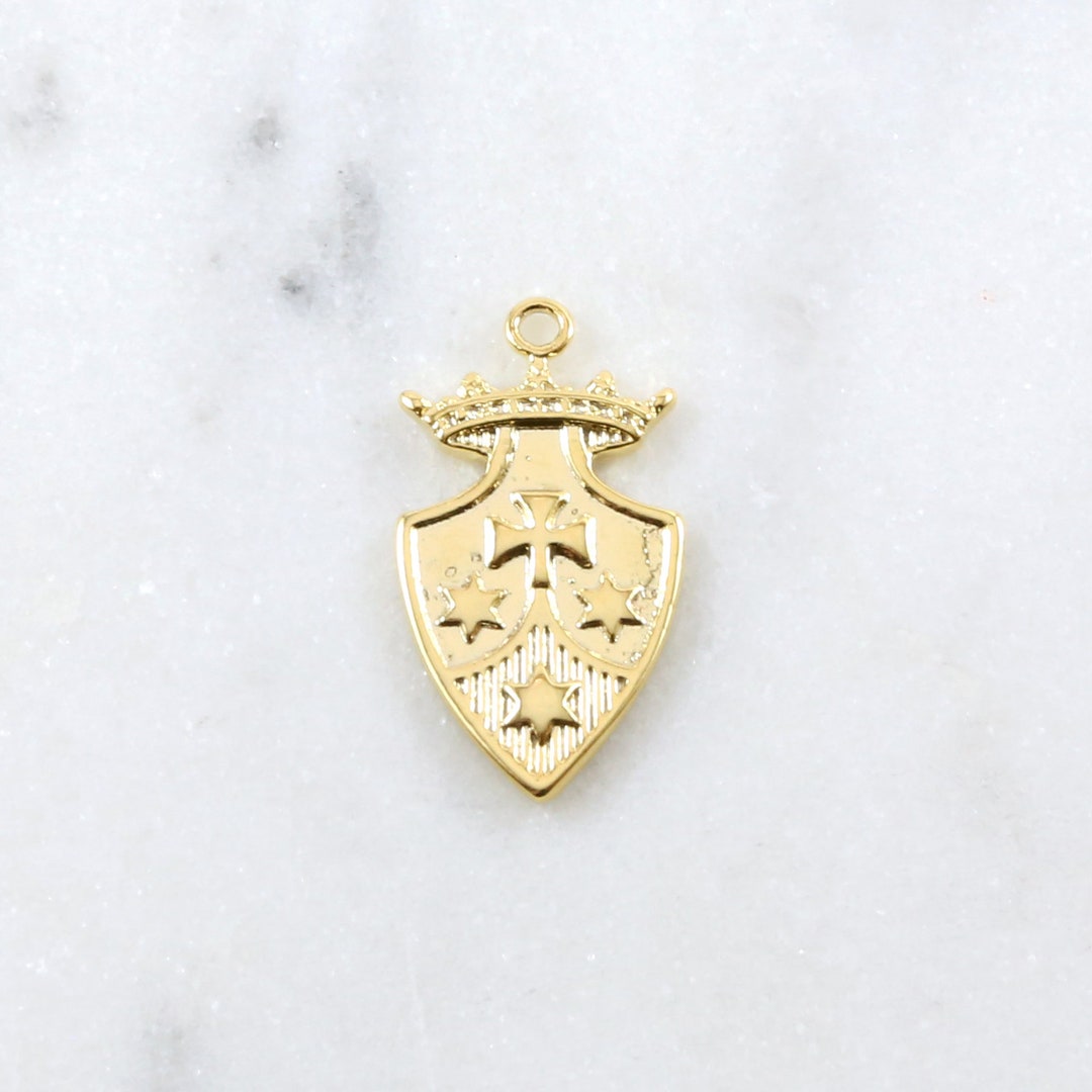 Protective Miraculous Medal Shield With Crown and Stars Gold - Etsy