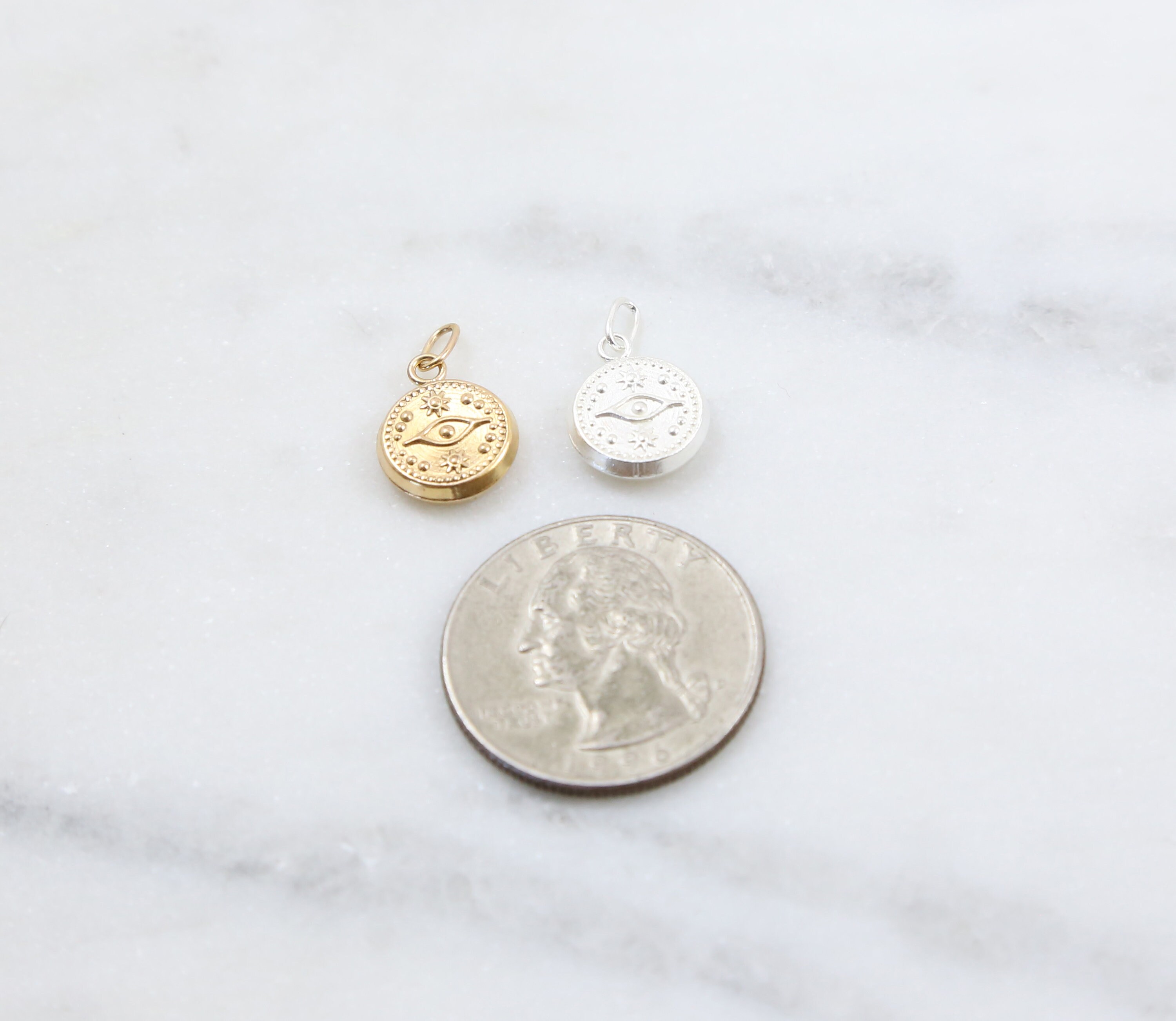 Lightweight Evil Eye Star Charm Medallion Gold Filled - Etsy