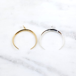 Extra Large Crescent Moon Horn Charm 14k Gold Plated or Sterling Silver ...