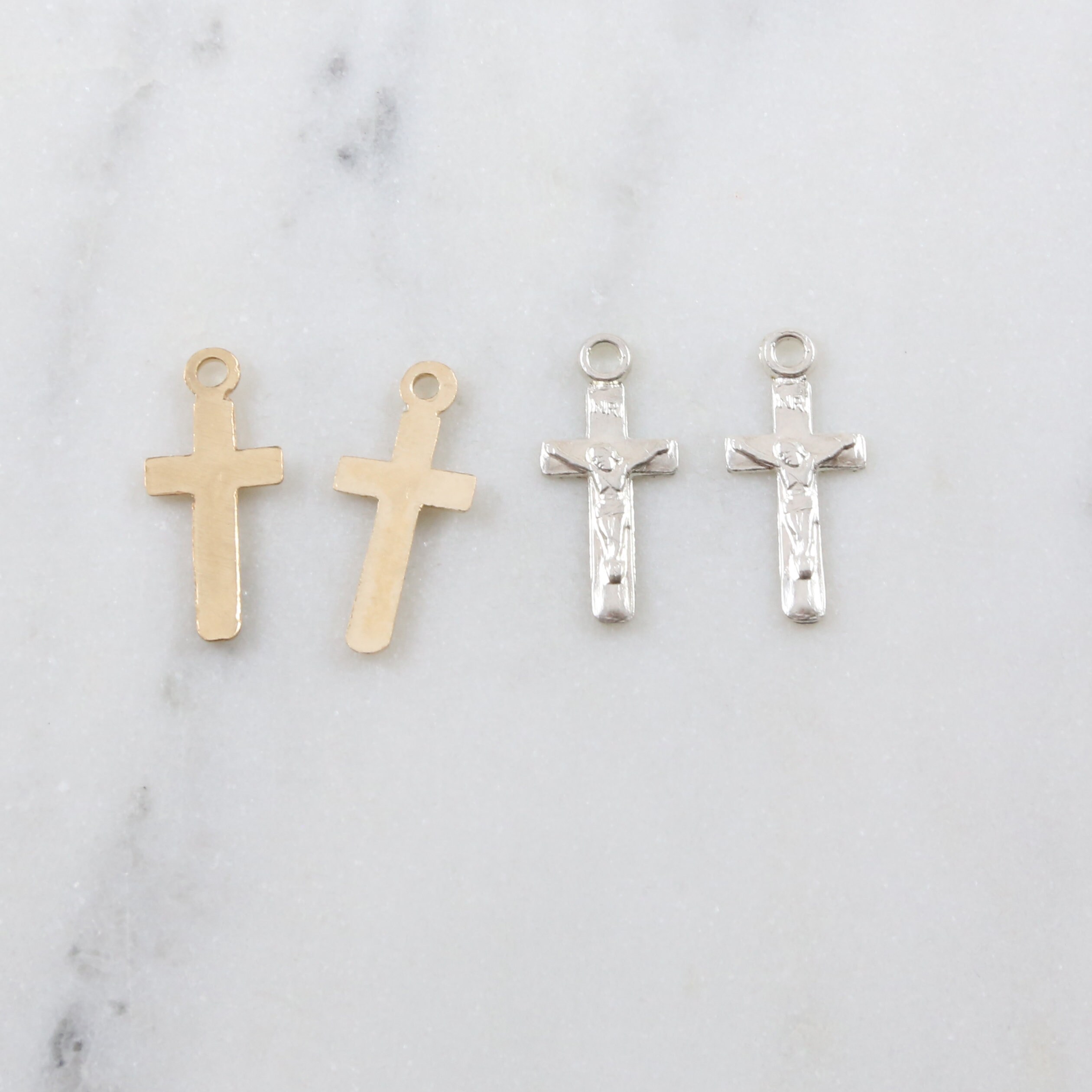 2pcs Small Minimal Dainty Mini Crucifix Cross Gold Filled or | Etsy