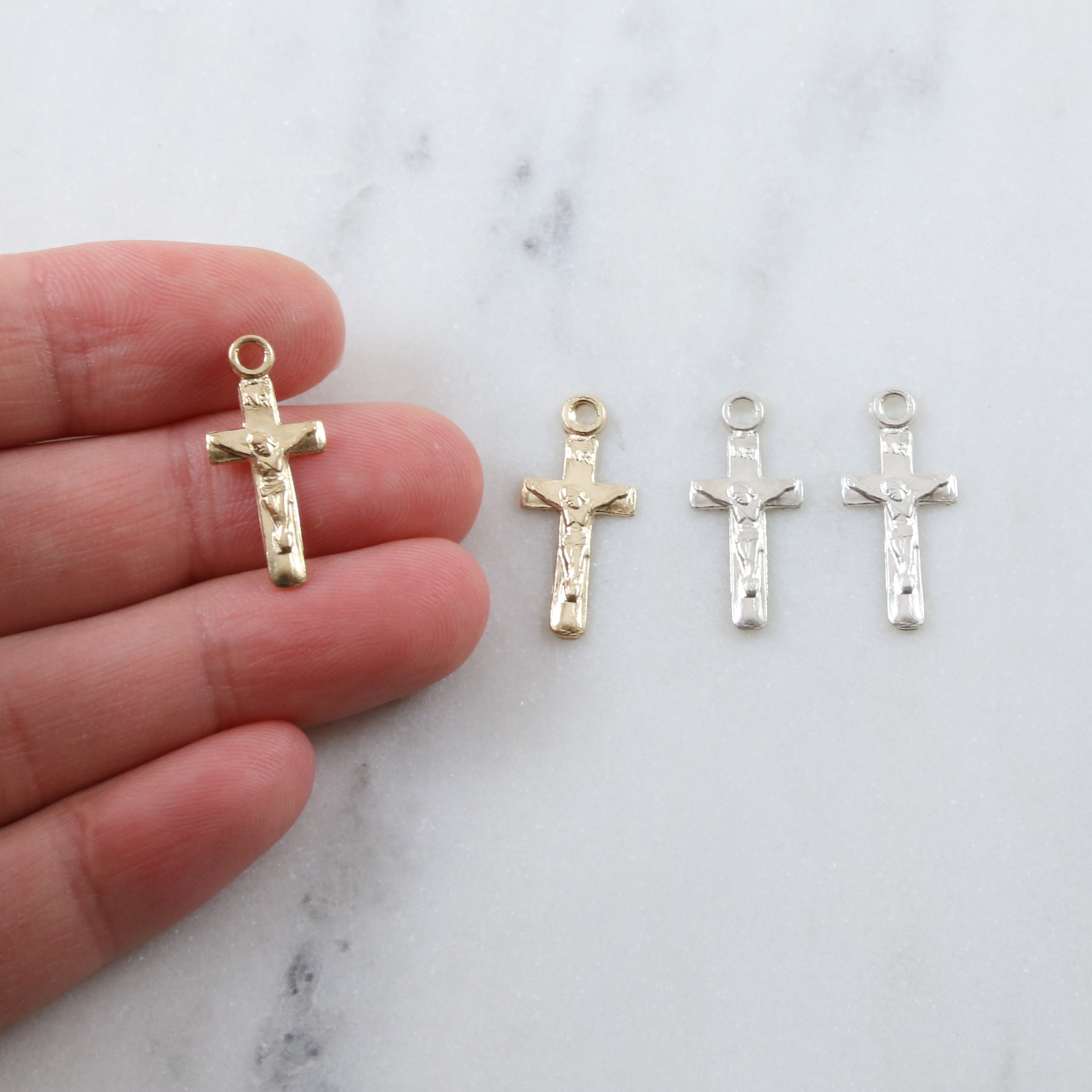 2pcs Small Minimal Dainty Mini Crucifix Cross Gold Filled or | Etsy