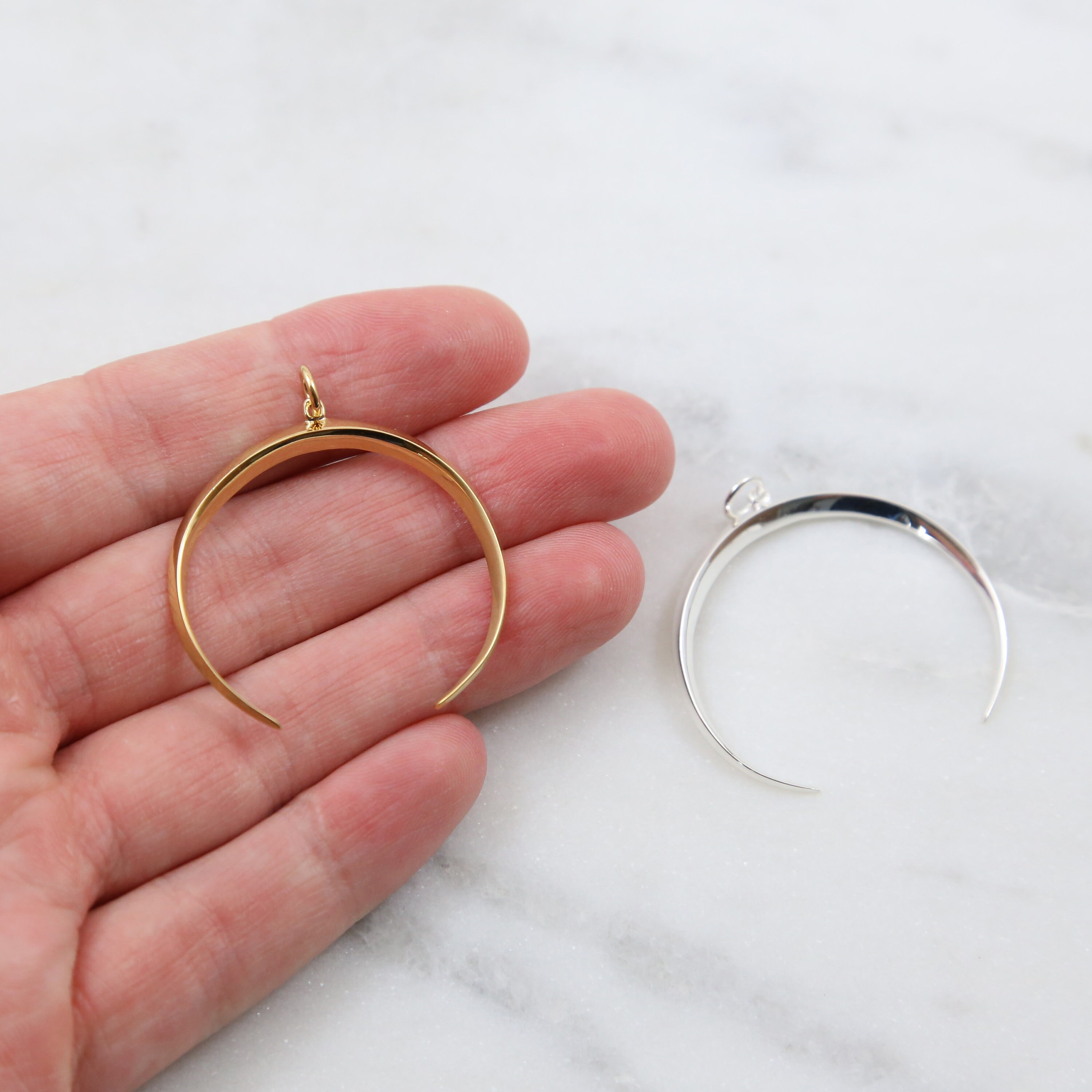 Extra Large Crescent Moon Horn Charm 14k Gold Plated or - Etsy